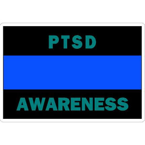 Thin Blue Line Teal PTSD Awareness - Sticker at Sticker Shoppe