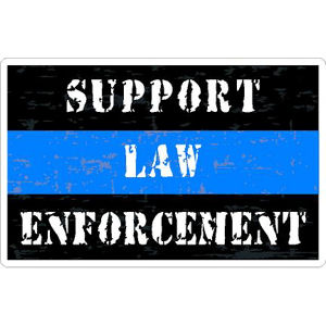 Thin Blue Line Support Law Enforcement White Distressed - Sticker at ...