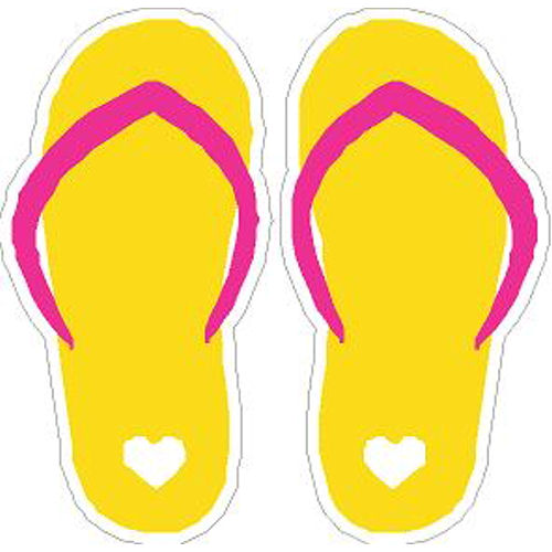 Yellow & Pink Flip Flops - Vinyl Sticker at Sticker Shoppe