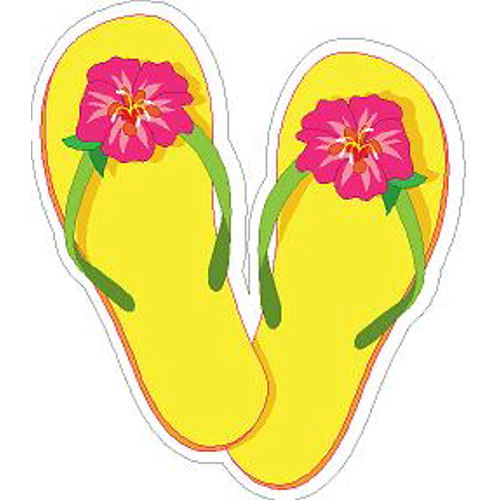 Yellow & Flowers Flip Flops - Vinyl Sticker at Sticker Shoppe
