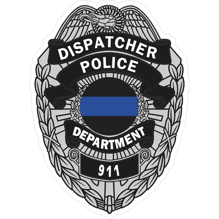 Thin Blue Line Badge Police Dispatcher - Vinyl Sticker at Sticker Shoppe