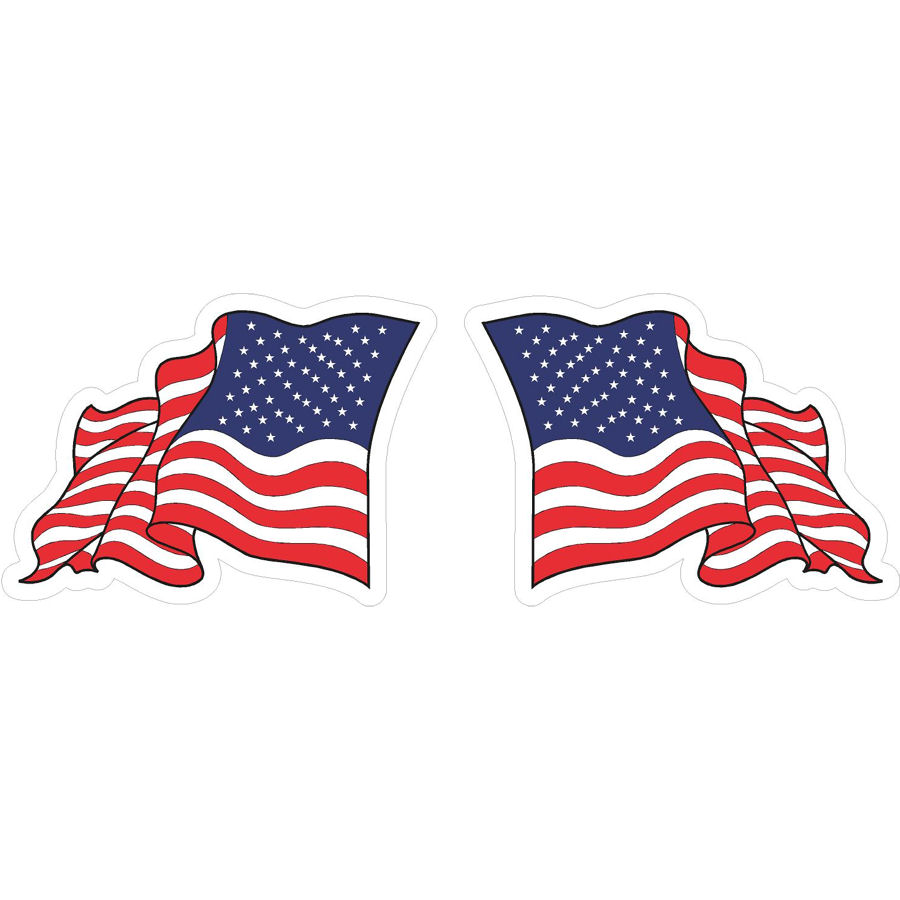 Wavy Flying American Flag - Helmet Decal Pair at Sticker Shoppe