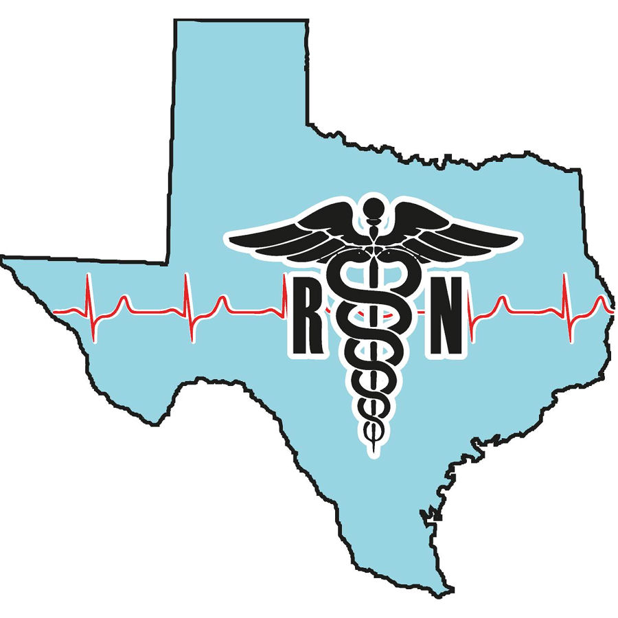 Texas State Registered Nurse RN Red Heartbeat Lightblue - Vinyl Sticker ...