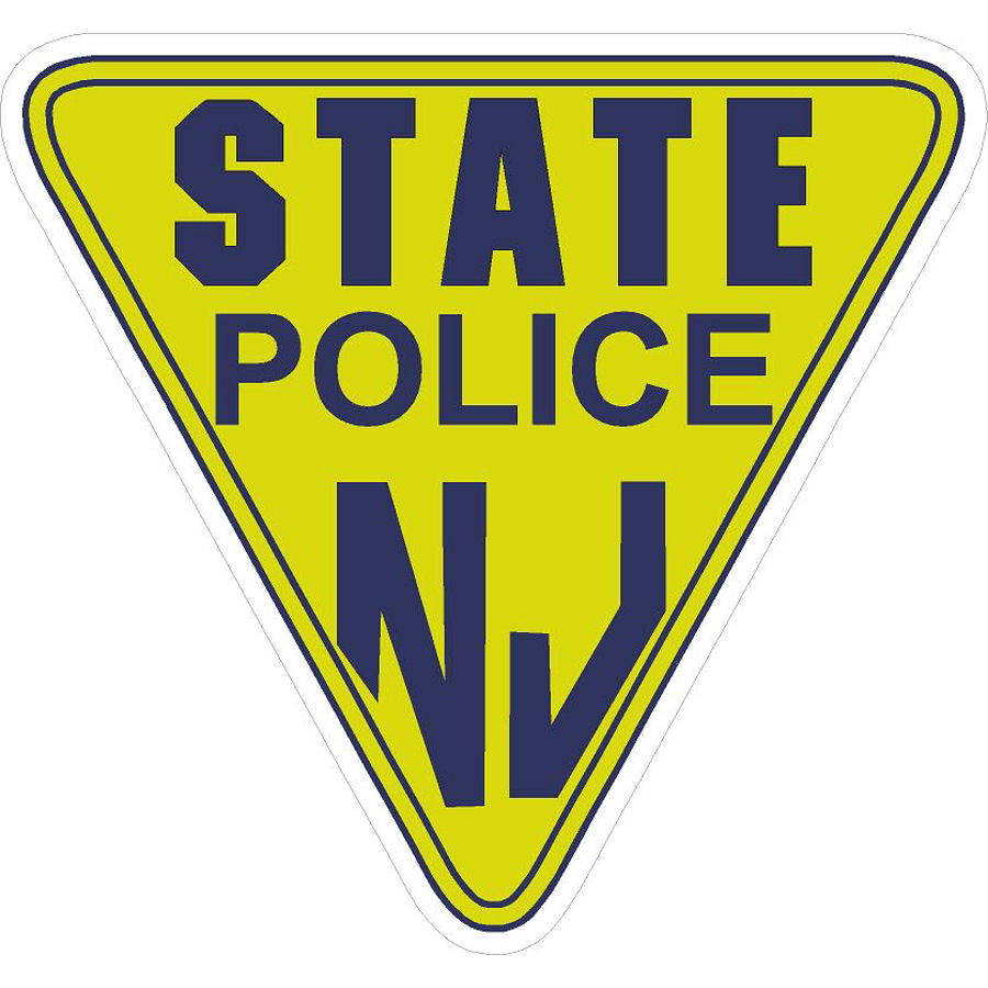 New Jersey State Police Blue On Yellow - Vinyl Sticker at Sticker Shoppe