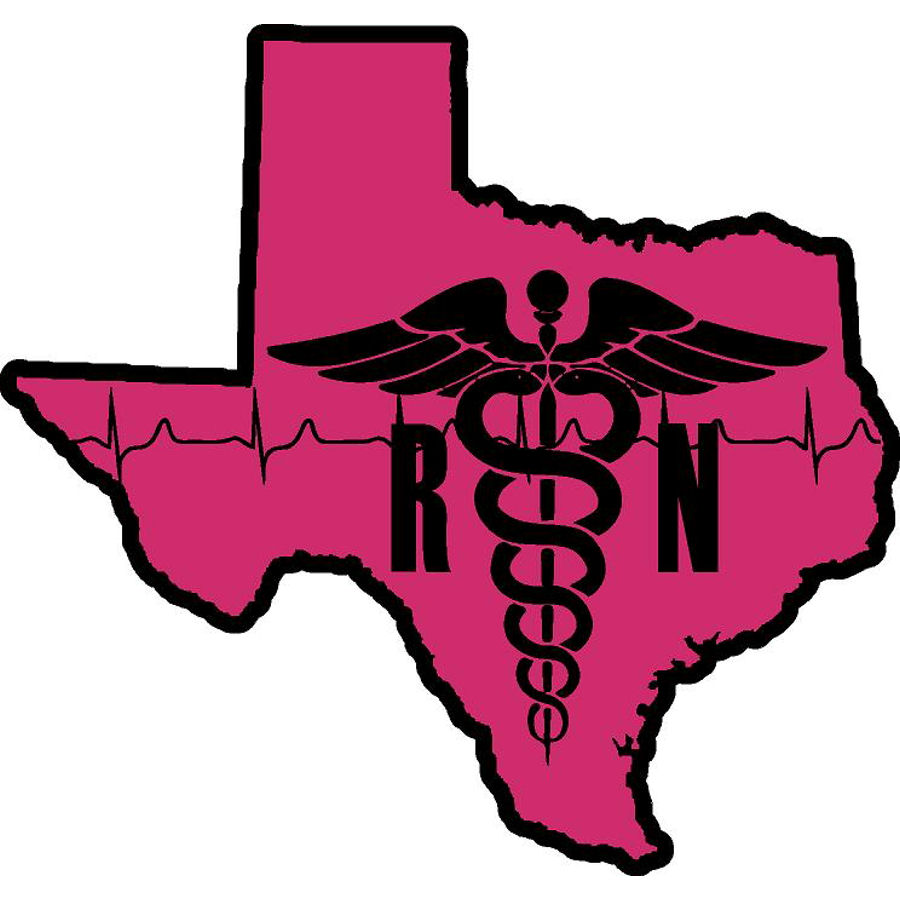 Texas State Registered Nurse RN Pink - Vinyl Sticker at Sticker Shoppe