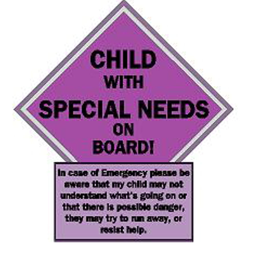 Child With Special Needs On Board Purple - Vinyl Sticker at Sticker Shoppe