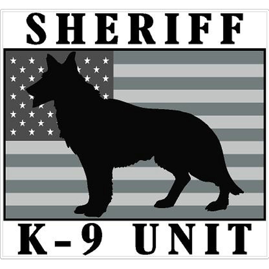 Sheriff K-9 Sheriff Unit American Flag Greyscale - Vinyl Sticker at ...