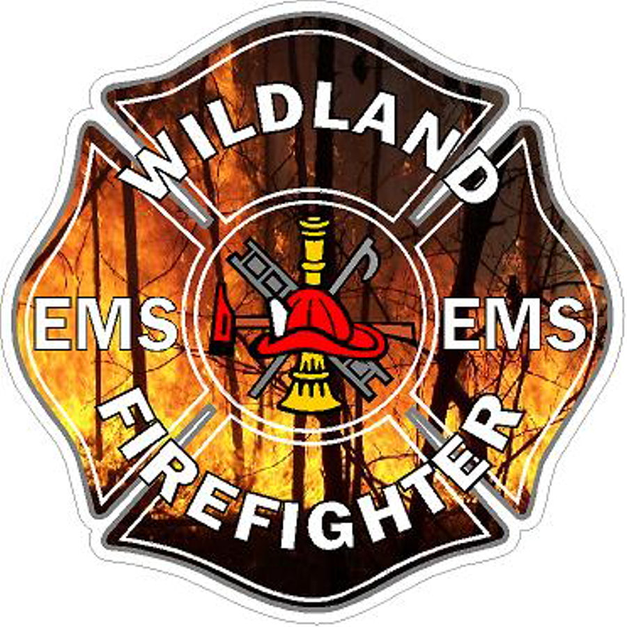 Wildland EMS Firefighter Maltese Cross - Vinyl Sticker at Sticker Shoppe