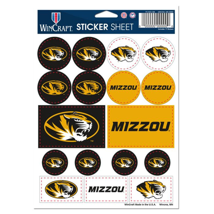 University Of Missouri Tigers - 5x7 Sticker Sheet at Sticker Shoppe