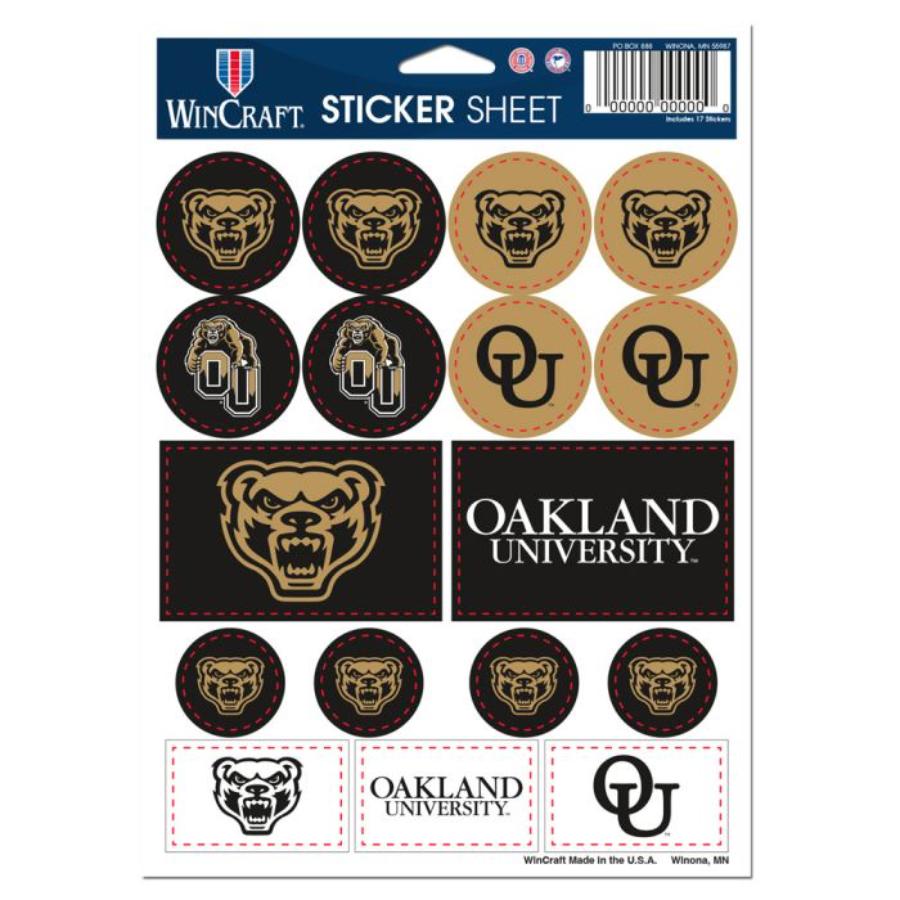 Oakland University Golden Grizzlies - 5x7 Sticker Sheet at Sticker Shoppe