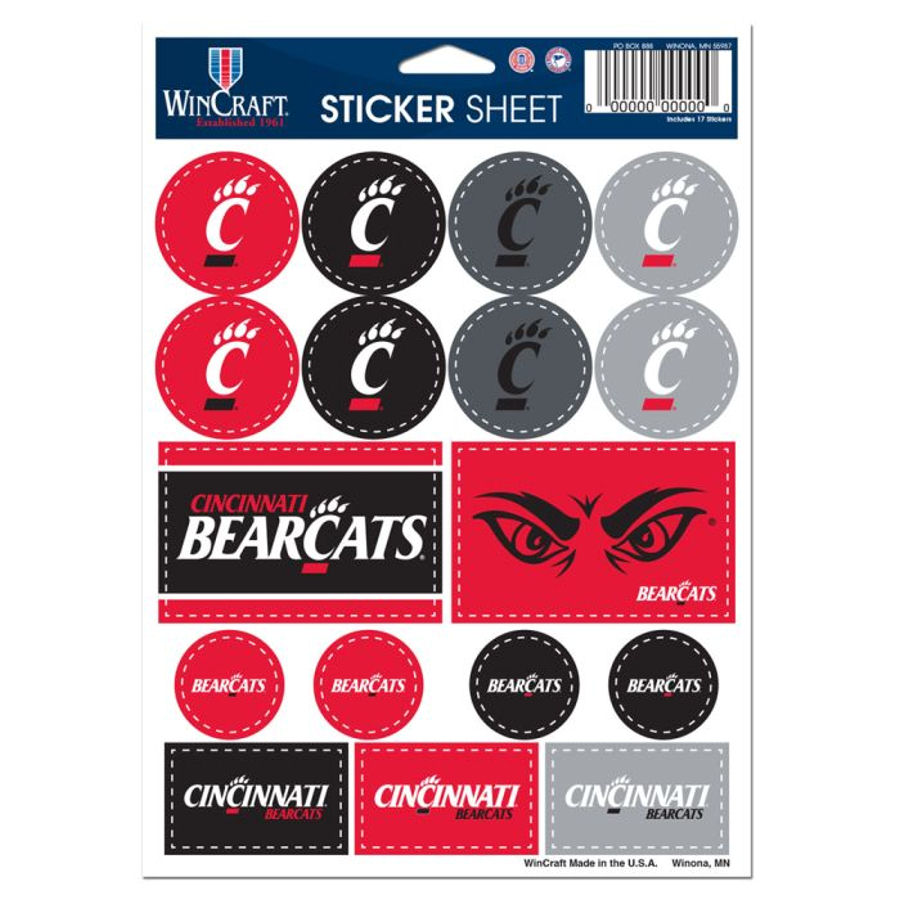 University Of Cincinnati Bearcats - 5x7 Sticker Sheet at Sticker Shoppe