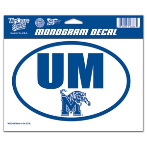 University Of Memphis Tigers - Oval Monogram Decal at Sticker Shoppe