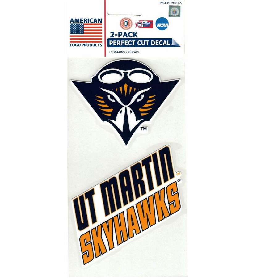 University Of Tennessee-Martin Skyhawks - Set of Two 4x4 Die Cut Decals ...