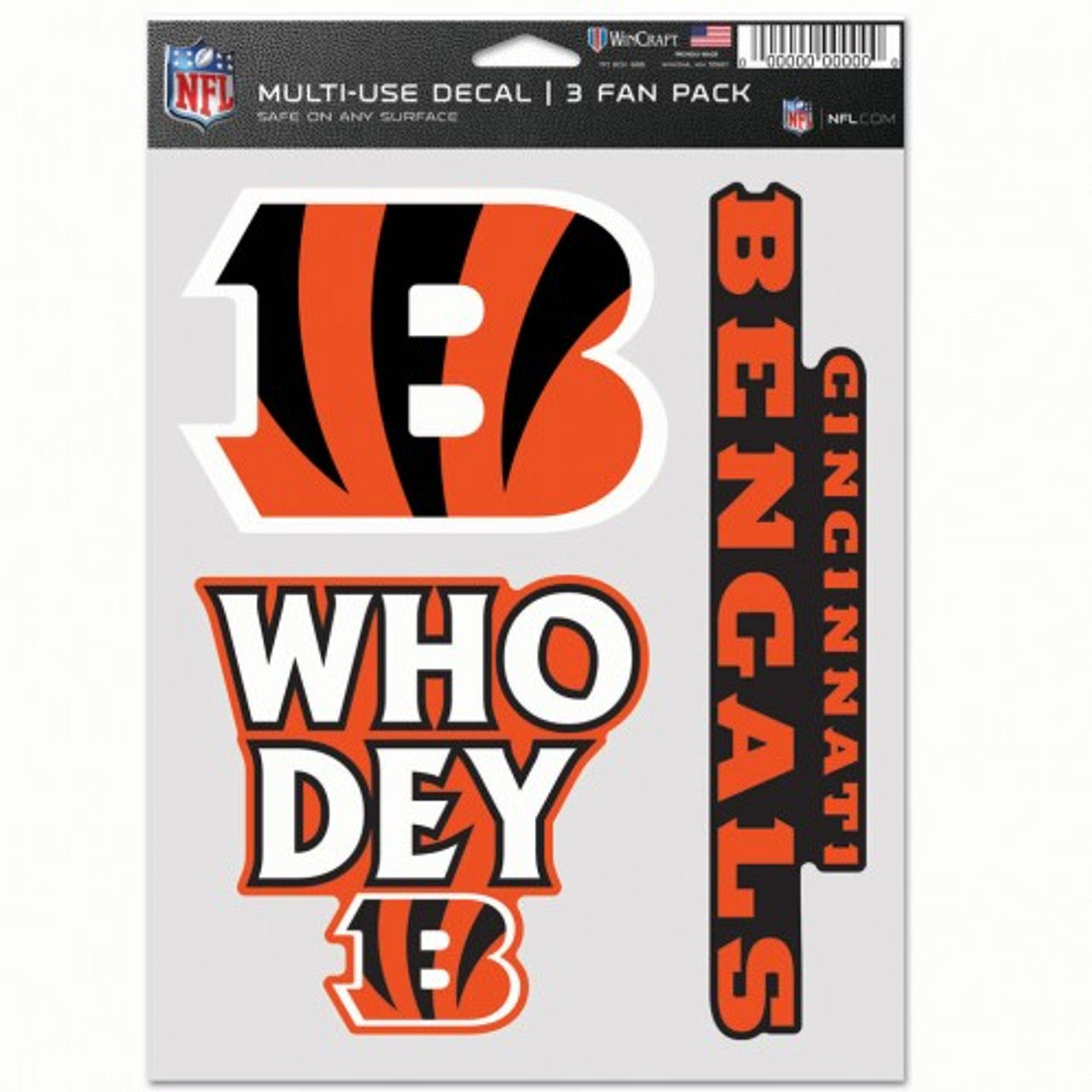 Cincinnati Bengals - Sheet Of 3 Fan Pack Stickers at Sticker Shoppe