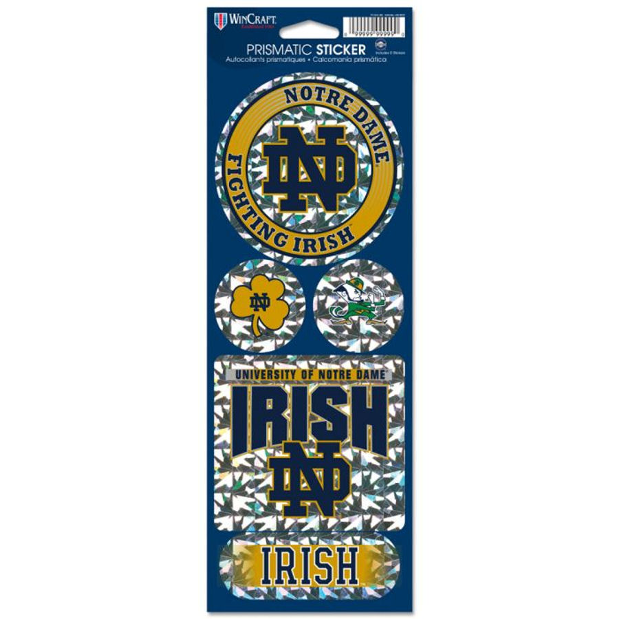University Of Notre Dame Fighting Irish - Set of 5 Prismatic Decal ...