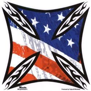 American Flag Iron Cross - Sticker at Sticker Shoppe