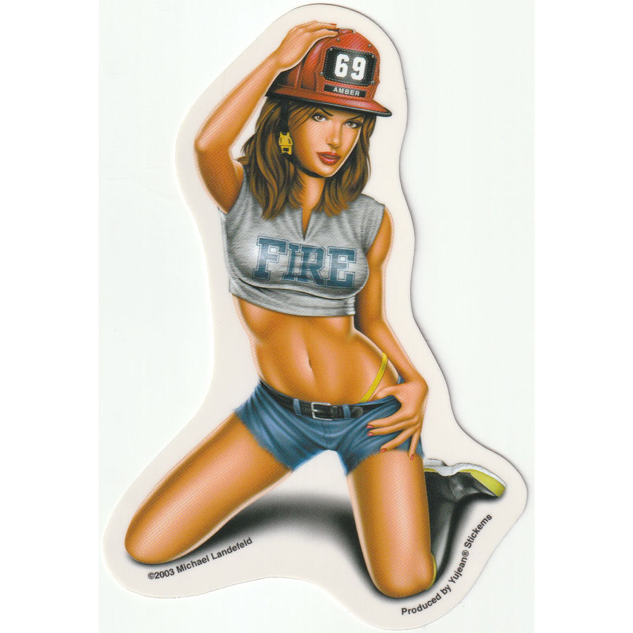 Firefighter Pin Up Girl Vinyl Sticker At Sticker Shoppe