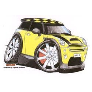 Yellow Mini Cooper S - Sticker at Sticker Shoppe