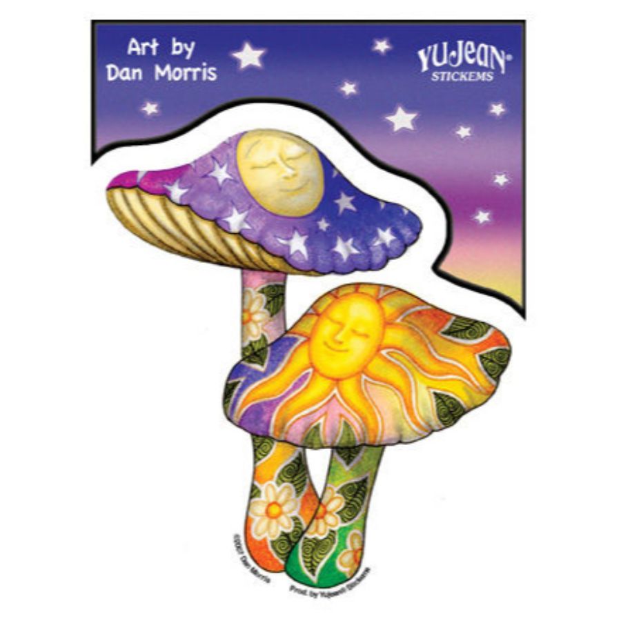 Dan Morris Mushrooms Sun Moon - Vinyl Sticker at Sticker Shoppe