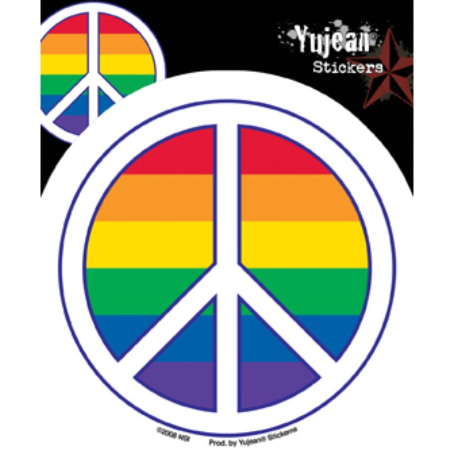 LGBTQ Pride Rainbow Peace Sign - Vinyl Sticker at Sticker Shoppe