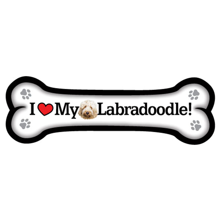I Love My Labradoodle - Dog Bone Magnet at Sticker Shoppe