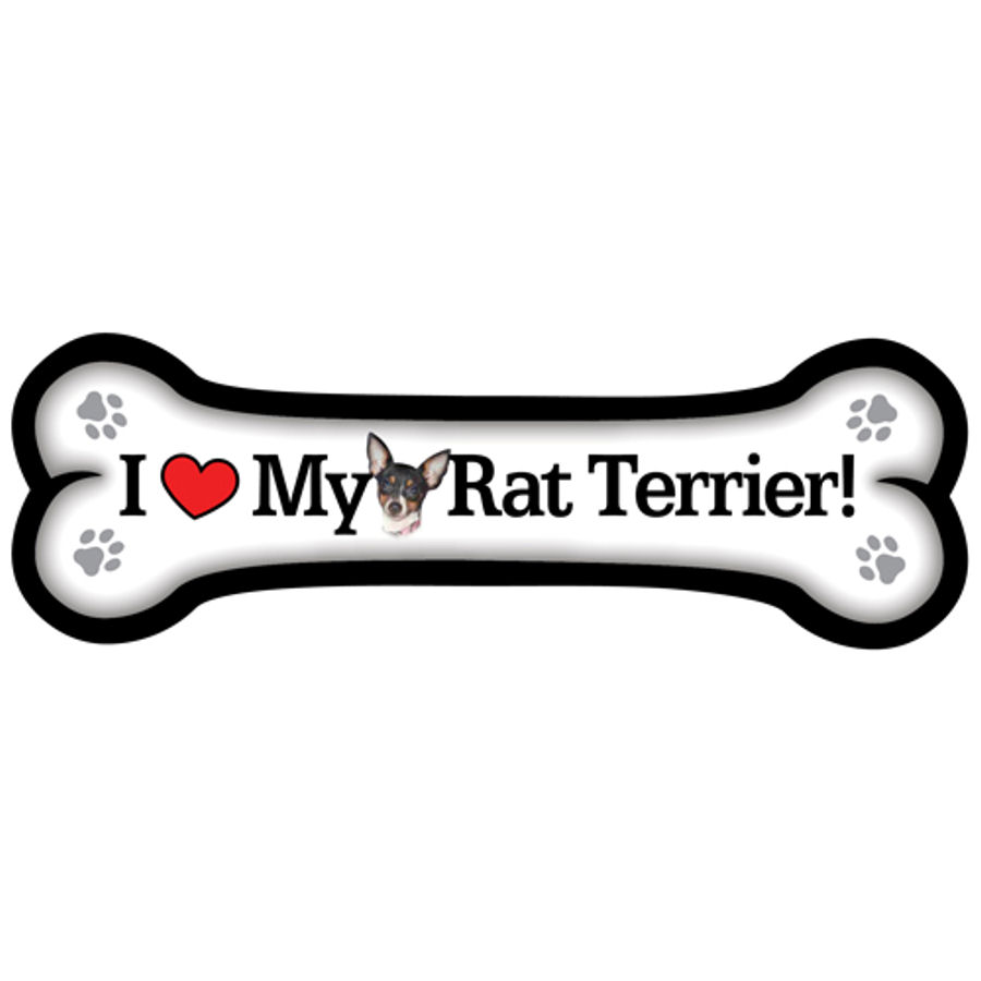 I Love My Rat Terrier - Dog Bone Magnet at Sticker Shoppe