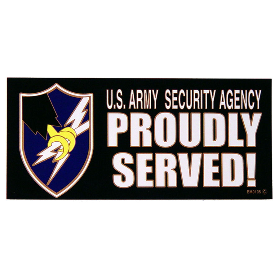 United States Army Security Agency Proudly Served - Bumper Sticker at ...