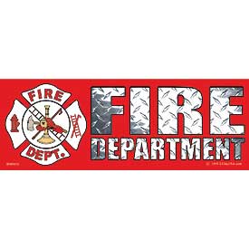 Fire Department Red Background - Bumper Sticker at Sticker Shoppe
