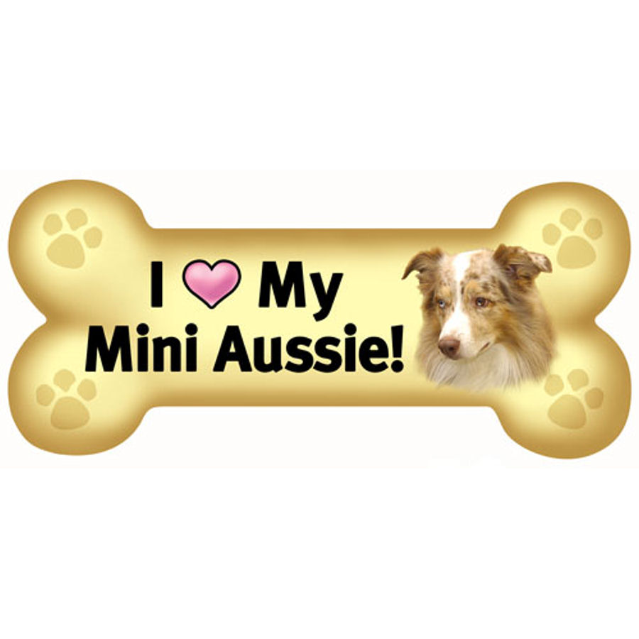 I Love My Mini Aussie Beige - Dog Bone Magnet at Sticker Shoppe