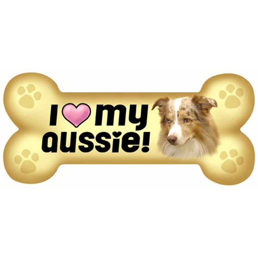 I Love My Aussie Beige - Bone Magnet at Sticker Shoppe