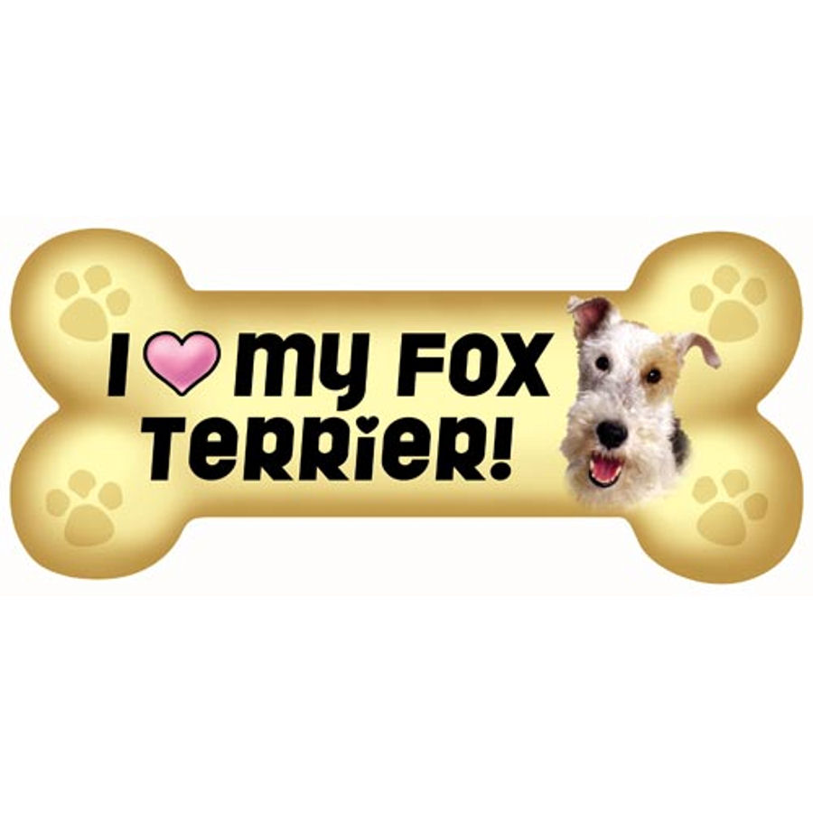 I Love My Fox Terrier Beige - Dog Bone Magnet at Sticker Shoppe
