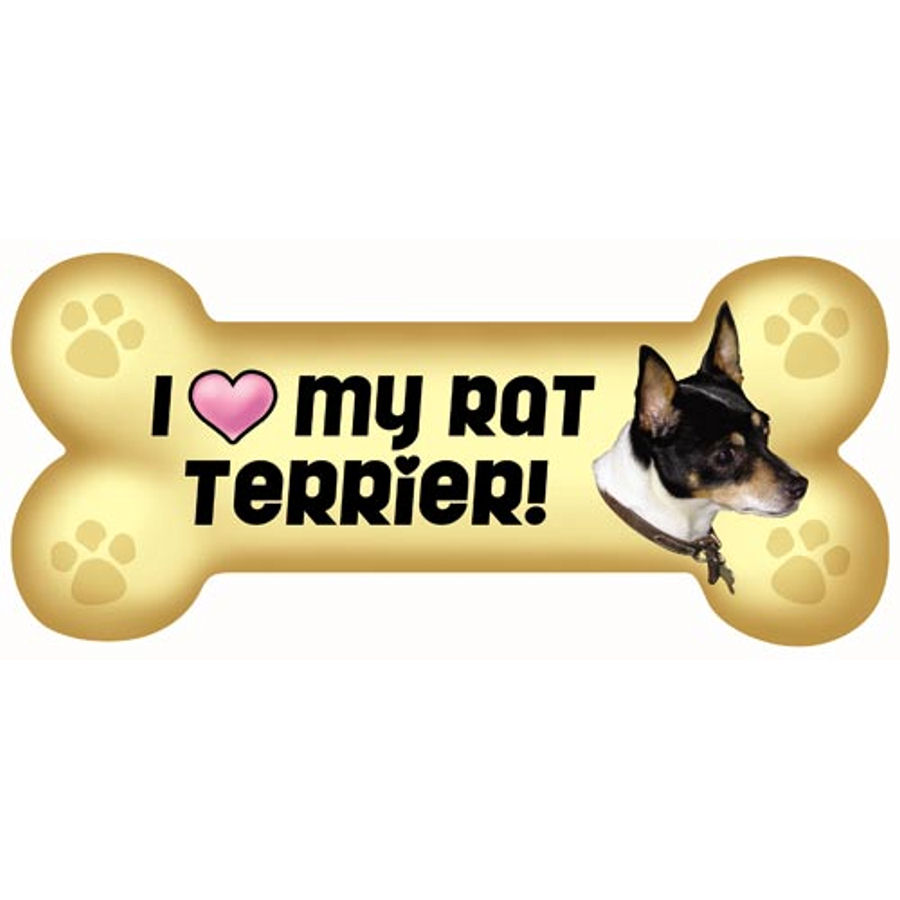 I Love My Rat Terrier Beige - Dog Bone Magnet at Sticker Shoppe