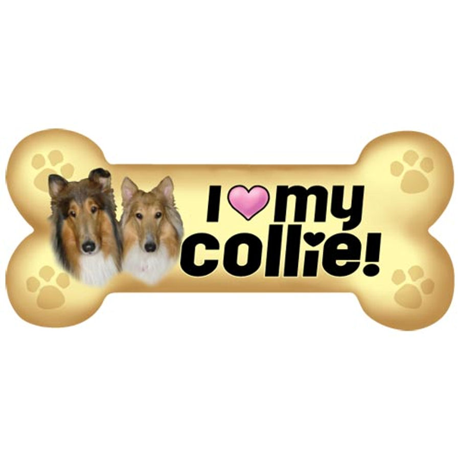 I Love My Collie Beige - Dog Bone Magnet at Sticker Shoppe