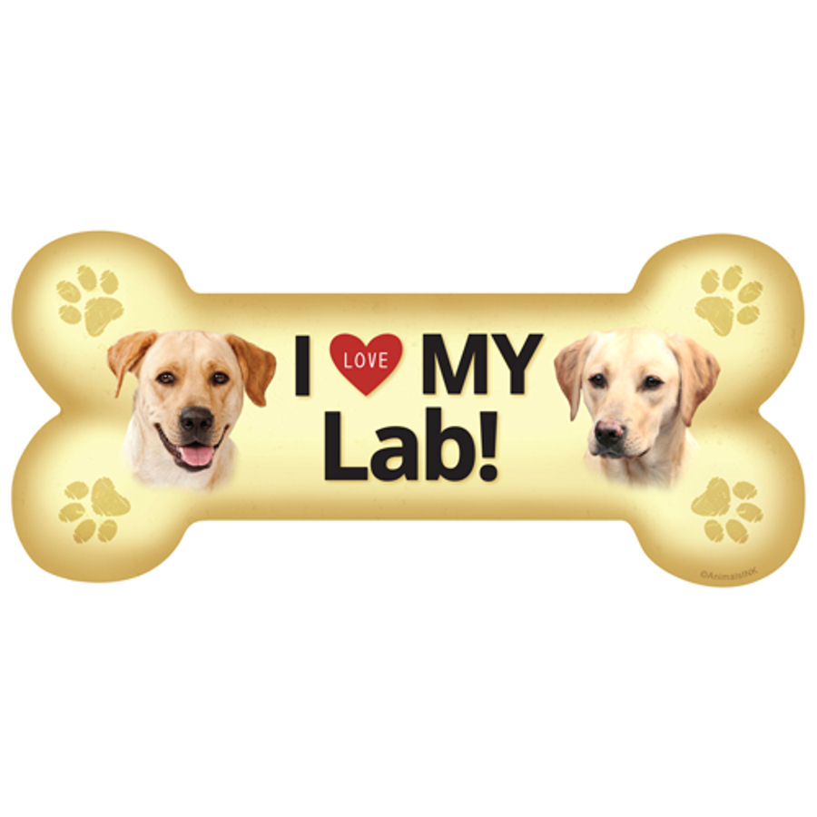 I Love My Lab Labrador Retriever Beige - Dog Bone Magnet at Sticker Shoppe
