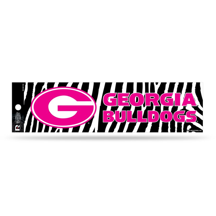 University Of Georgia Bulldogs Pink Zebra - Bumper Sticker at Sticker ...