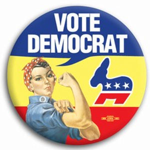 Vote Democrat Rosie - Button at Sticker Shoppe
