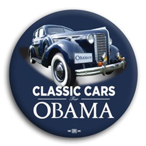 Classic Cars for Obama - Button at Sticker Shoppe
