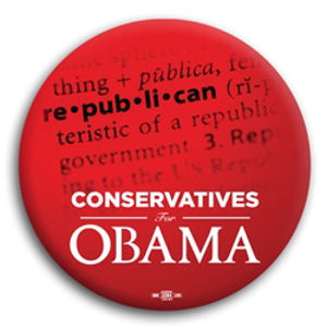 Conservatives for Obama - Button at Sticker Shoppe