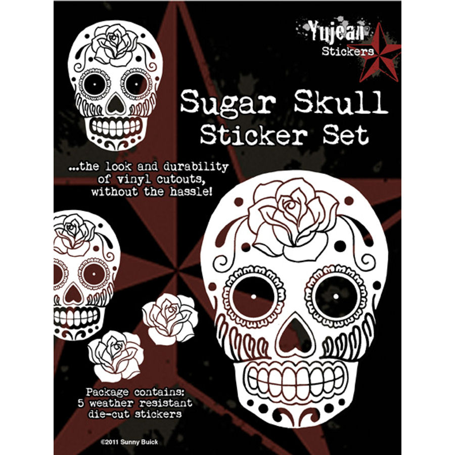 White Sugar Skull - Set Of 5 Vinyl Sticker Sheet at Sticker Shoppe