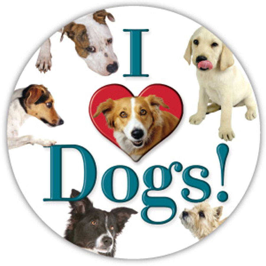 I Love Dogs - Circle Magnet at Sticker Shoppe