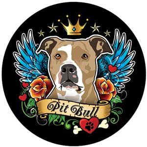 Brown Pit Bull Angel - Circle Magnet at Sticker Shoppe