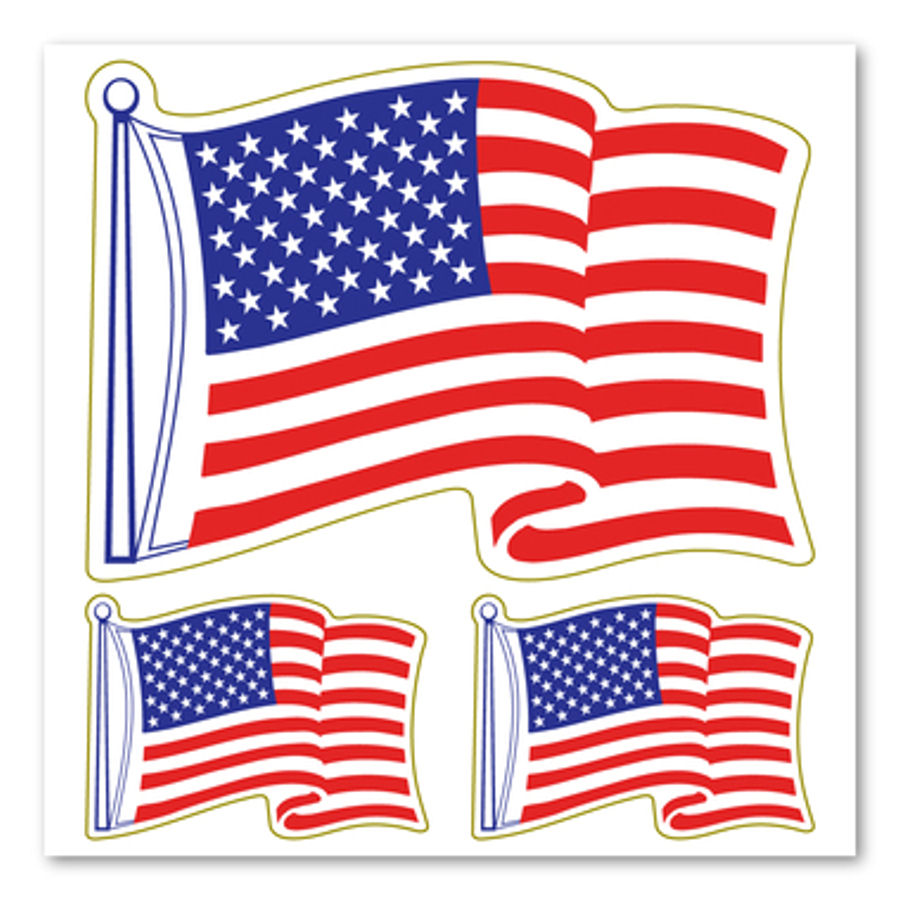 United States of America American Flag - Set of 3 Sticker Sheet at ...