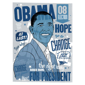 Obama Cartoon 2008 - Sticker at Sticker Shoppe