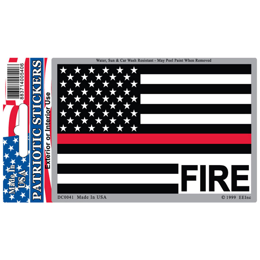 Thin Red Line Fire Script American Flag - Prismatic Rectangle Sticker ...
