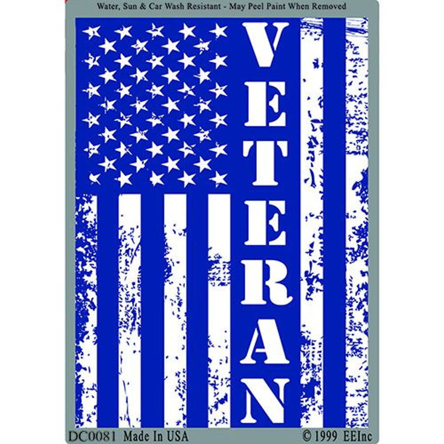 American Flag Blue & White Veteran - Rectangle Prismatic Sticker at ...