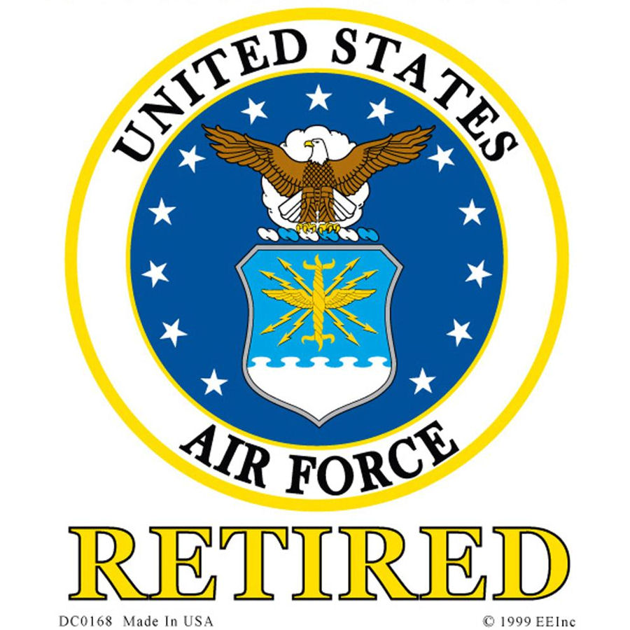 United States Air Force Retired - Clear Window Decal at Sticker Shoppe