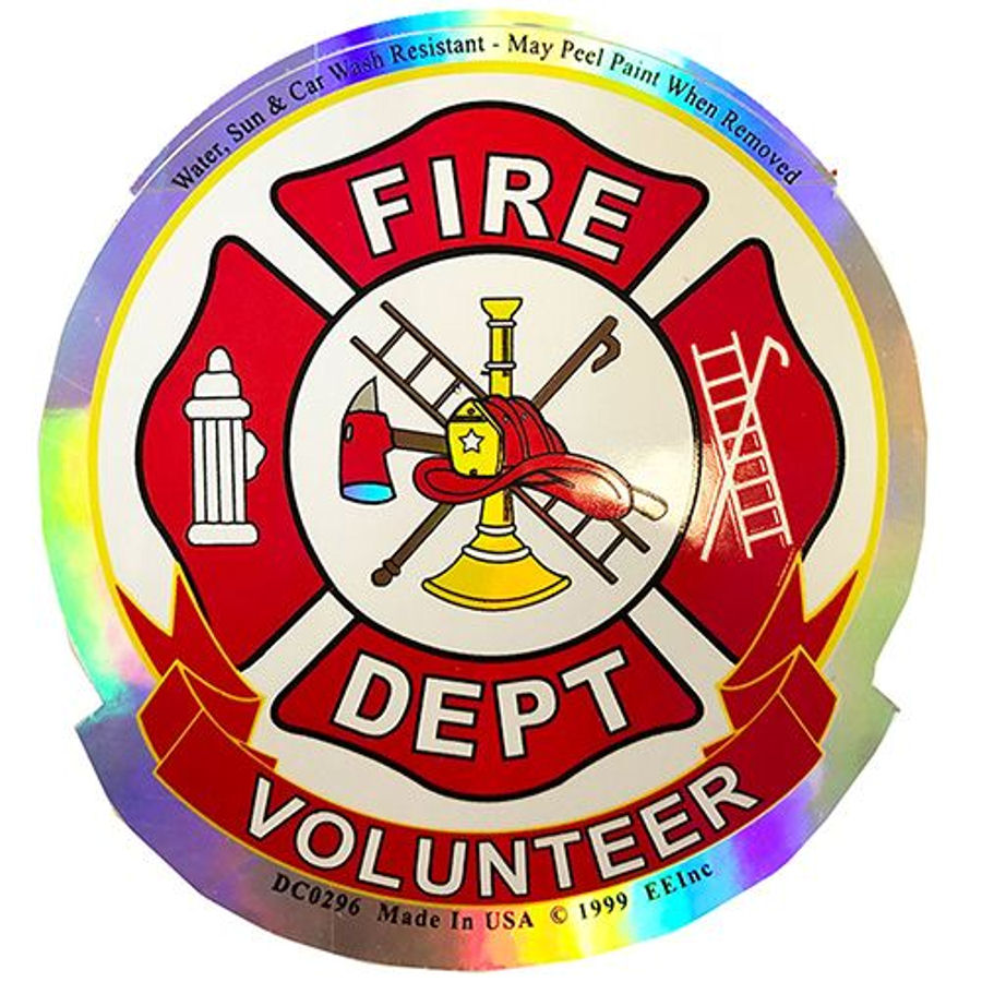 Volunteer Firefighter VFD - Round Prismatic Sticker at Sticker Shoppe