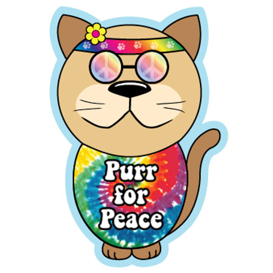 Purr For Peace Hippie - Cat Outline Magnet at Sticker Shoppe