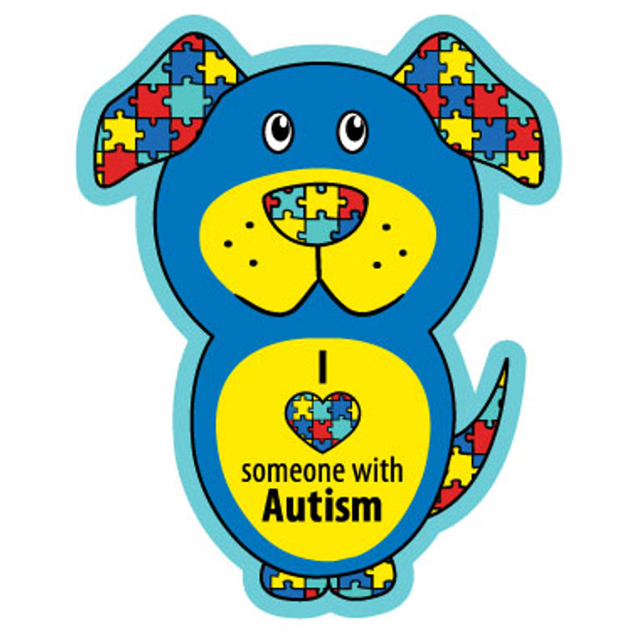 I Love Someone With Autism - Dog Outline Magnet at Sticker Shoppe