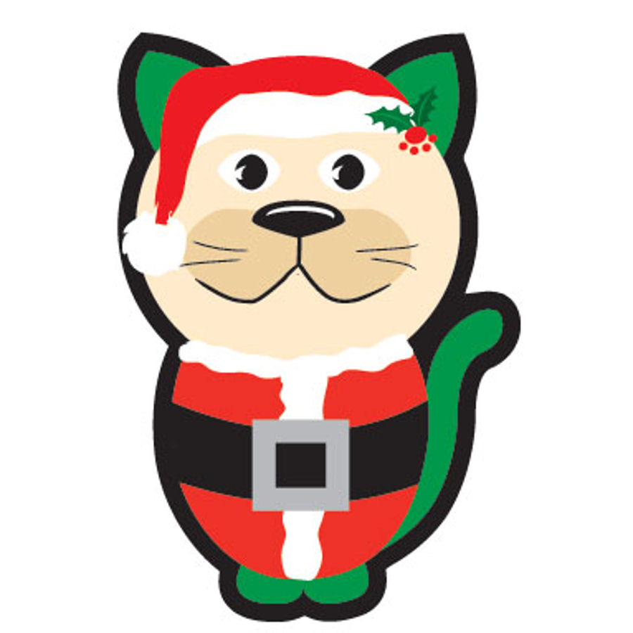 Santa Paws - Cat Outline Magnet at Sticker Shoppe